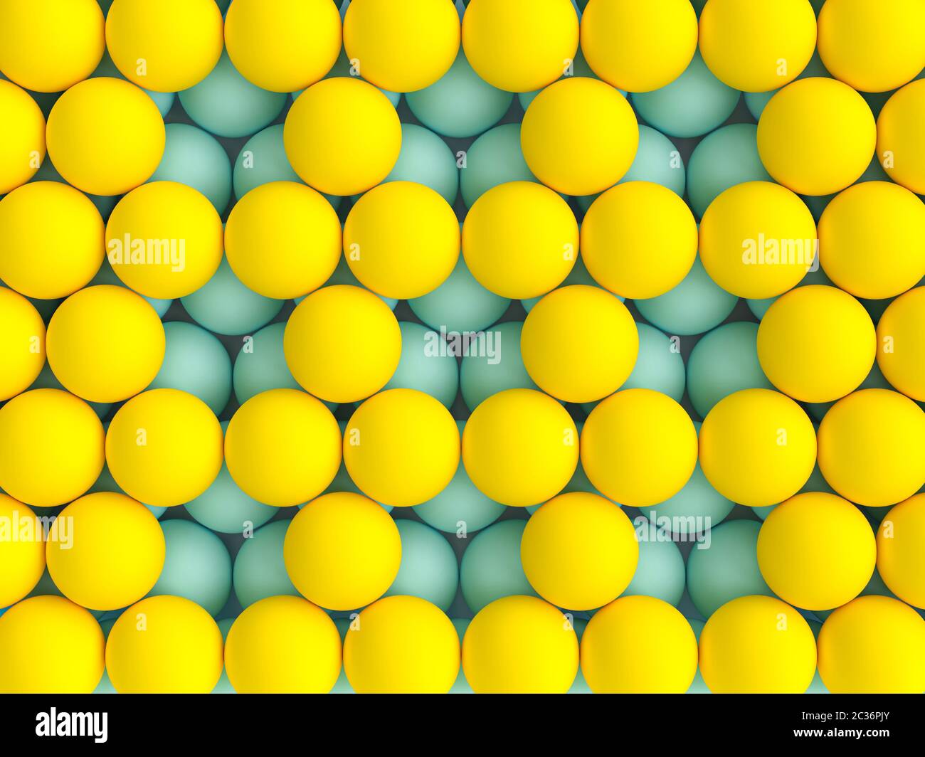 3d image render of blue and yellow spheres in flat lay style Stock ...
