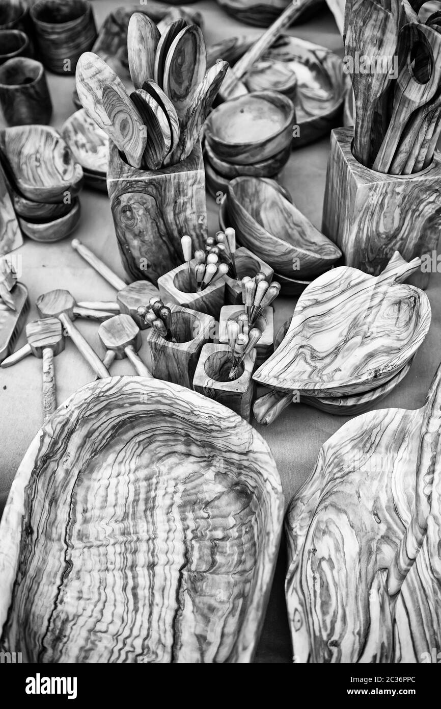 Olive wood carving Black and White Stock Photos & Images - Alamy