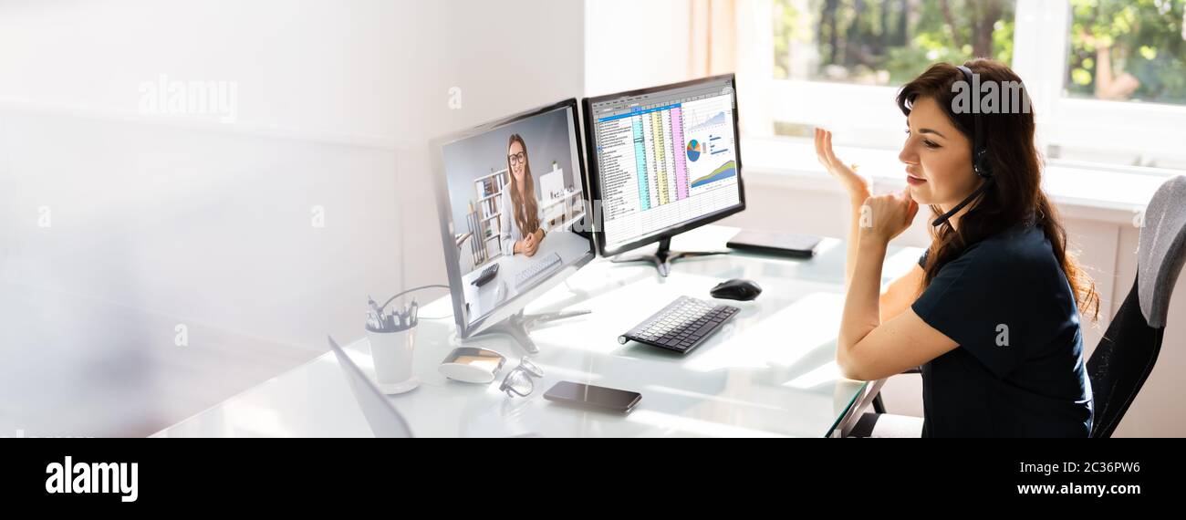 Online Video Conference Learning Call. Work From Home Stock Photo - Alamy