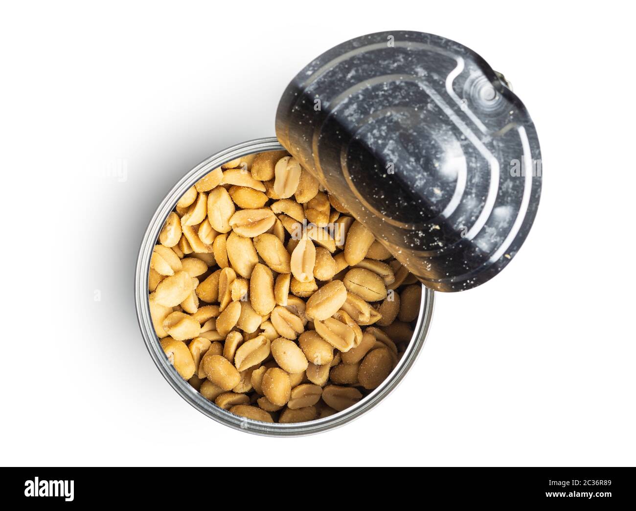 Roasted salted peanuts. Crispy nuts in can isolated on white background ...