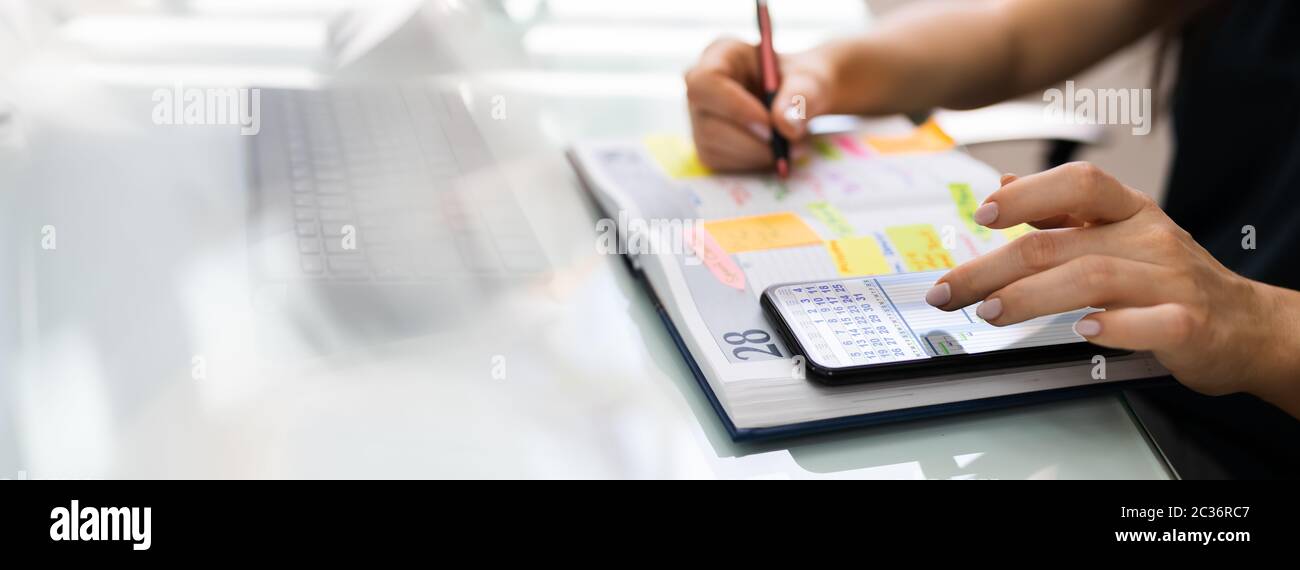 Task Calendar And Agenda Schedule With Reminder List Stock Photo - Alamy