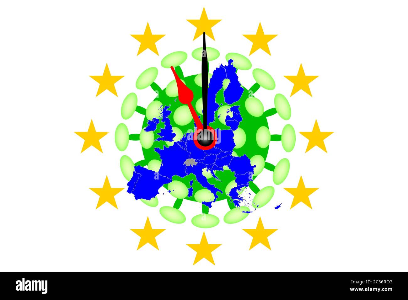 COVID-19 Virus and Map from Europe with Clock Stock Photo - Alamy
