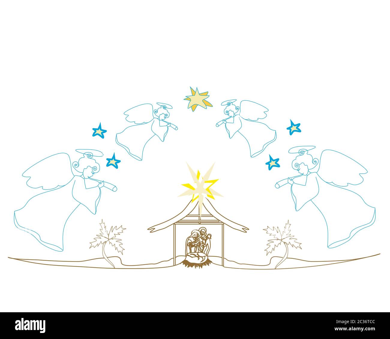 Christmas Angels. Christmas religious nativity scene card Stock Photo ...