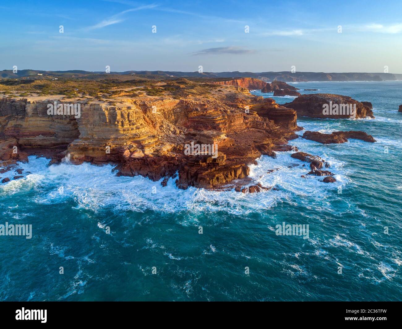 Aerial sandy beach rocky cliffs hi-res stock photography and images - Alamy