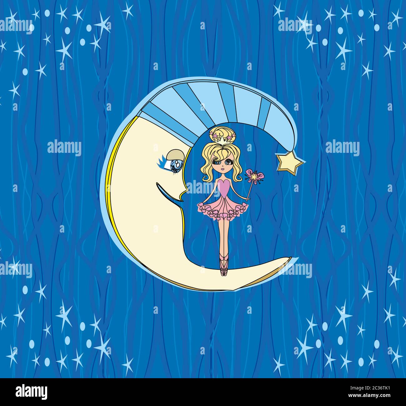 Fairy on moon at night Stock Photo - Alamy