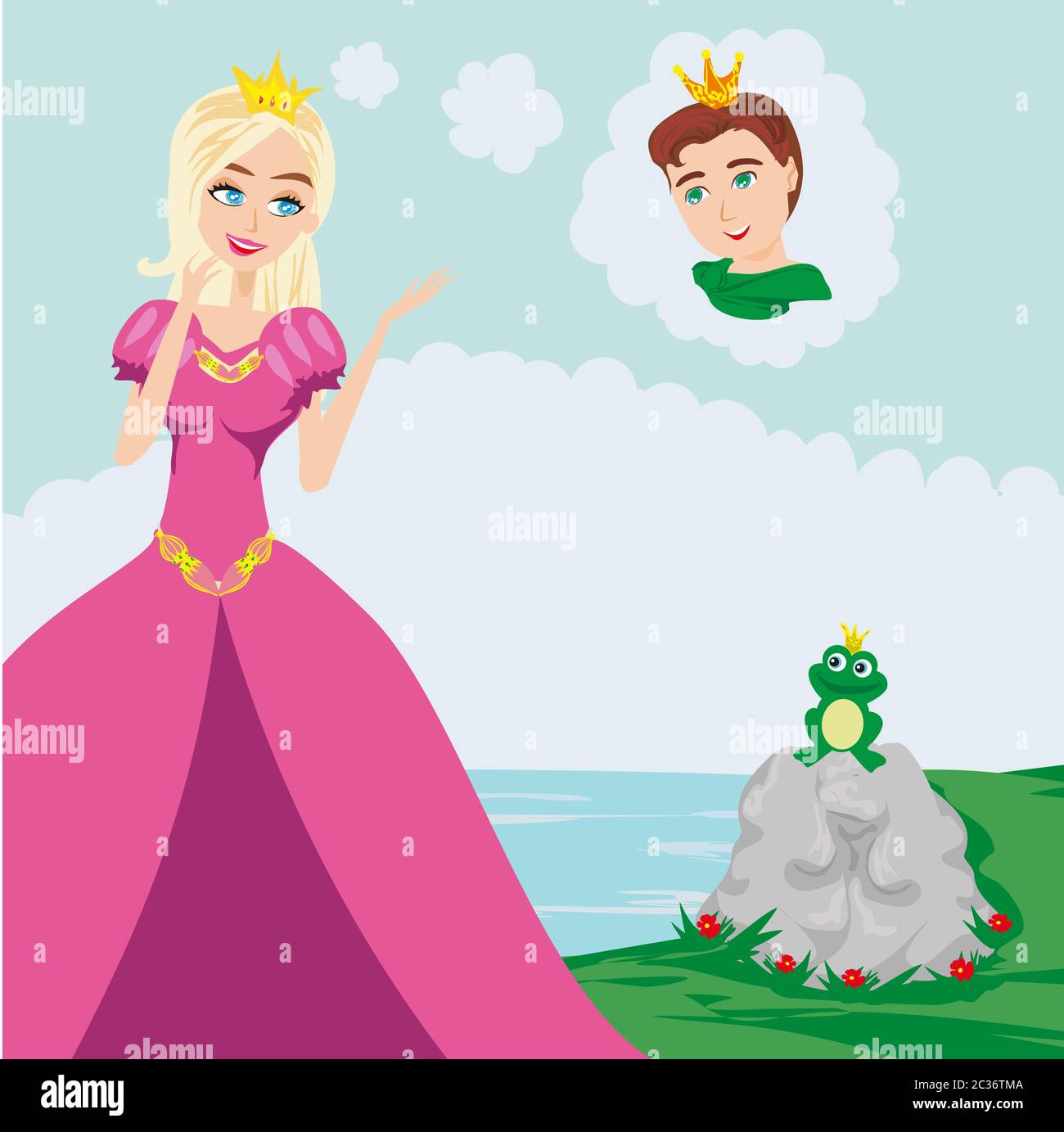 prince enchanted with a frog Stock Photo - Alamy