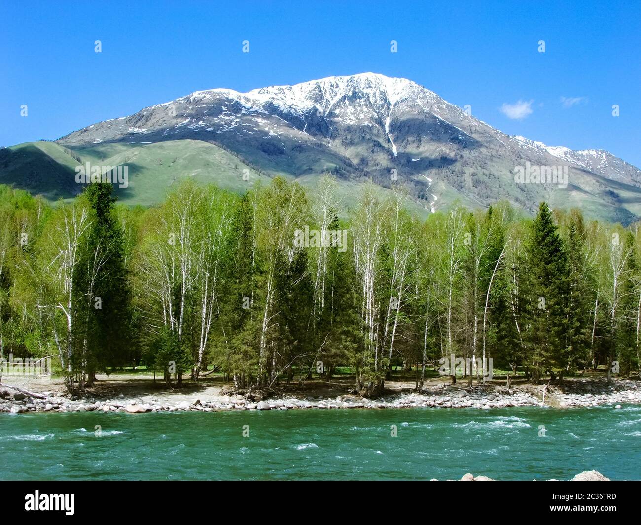 Hemu river scenery near the beautiful Hemu Village in Altay prefecture ...