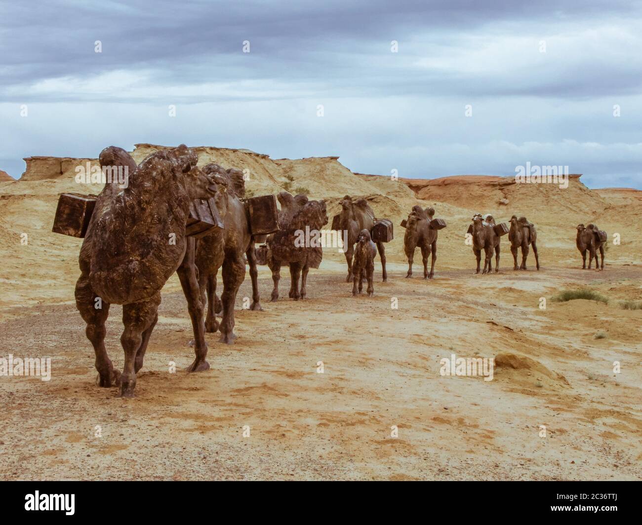 Sculptures made of bronze depict story of desert live in Devil city, an ...