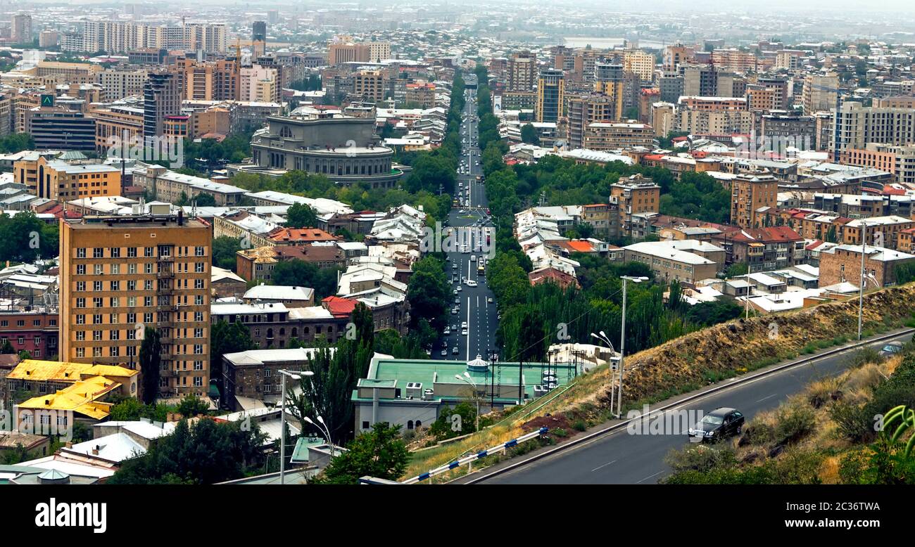 Aerial view of city Yerevan Stock Photo - Alamy
