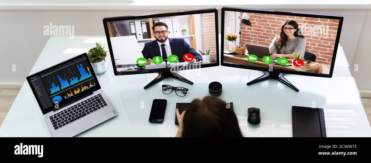 Online Video Conference Learning Call. Work From Home Stock Photo - Alamy