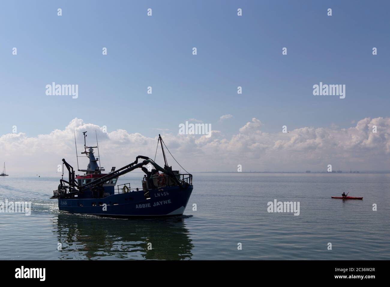A cockle-fishing vessel, the Abbie Jayne LN454, out on the Thames ...