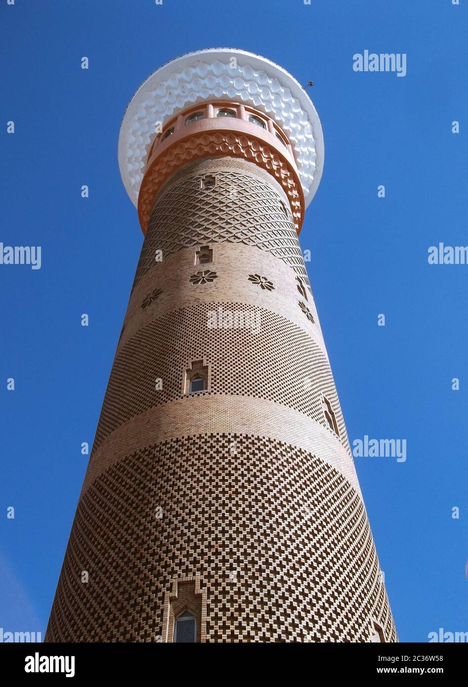 The iconic tower with artistic tiles pattern at Urumqi International ...