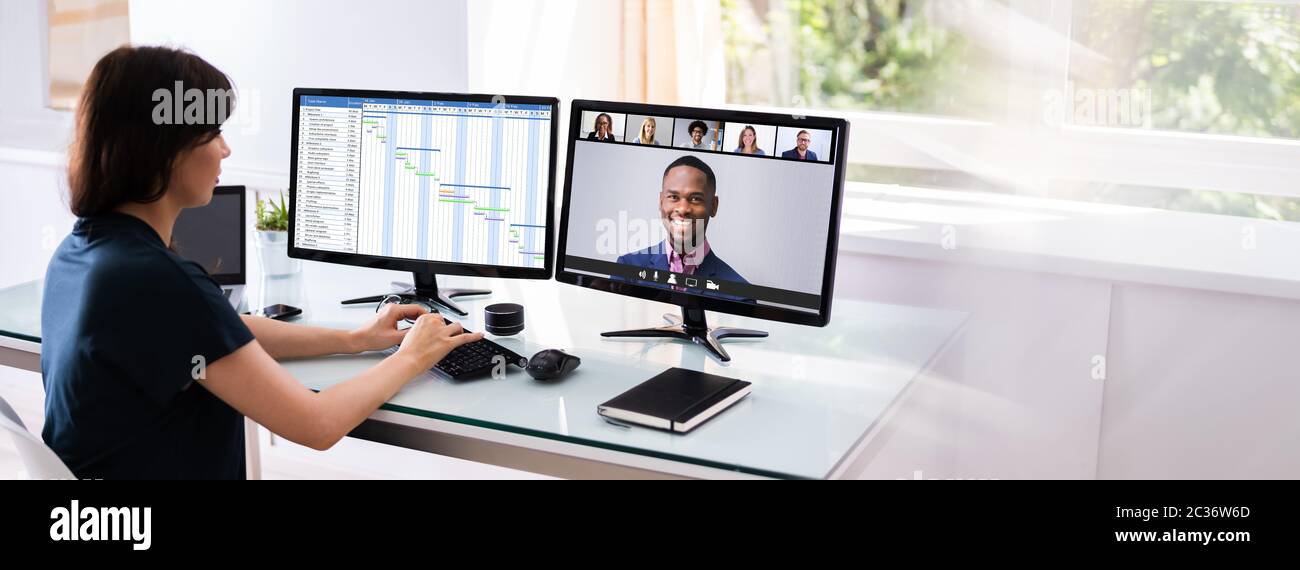 Online Video Conference Planning Call. Work From Home Stock Photo - Alamy