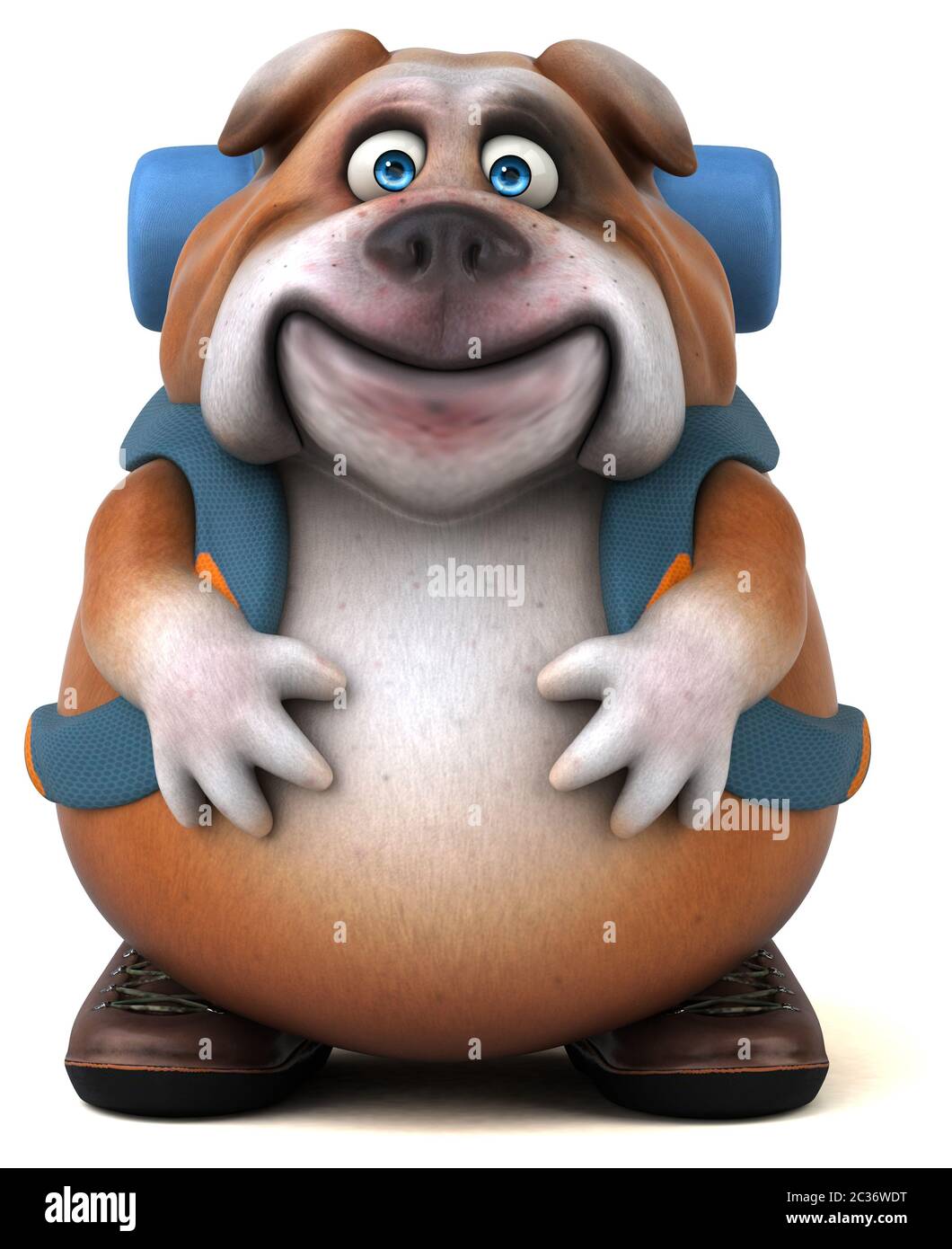 Fun backpacker bulldog cartoon character Stock Photo - Alamy