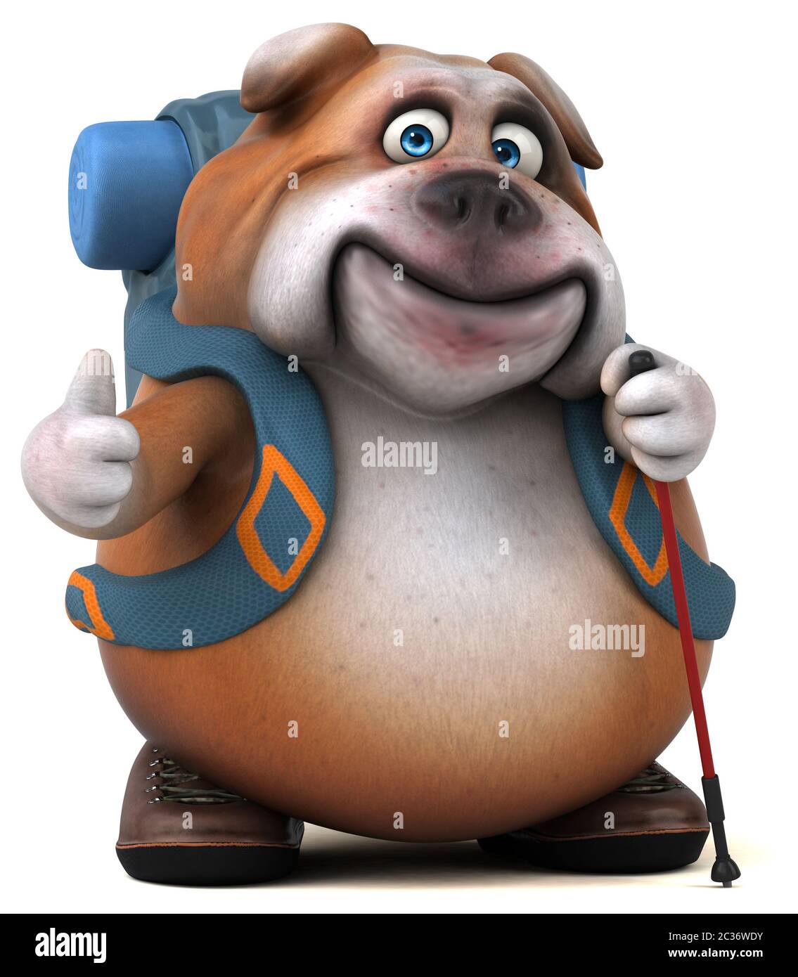 Fun backpacker bulldog cartoon character Stock Photo - Alamy
