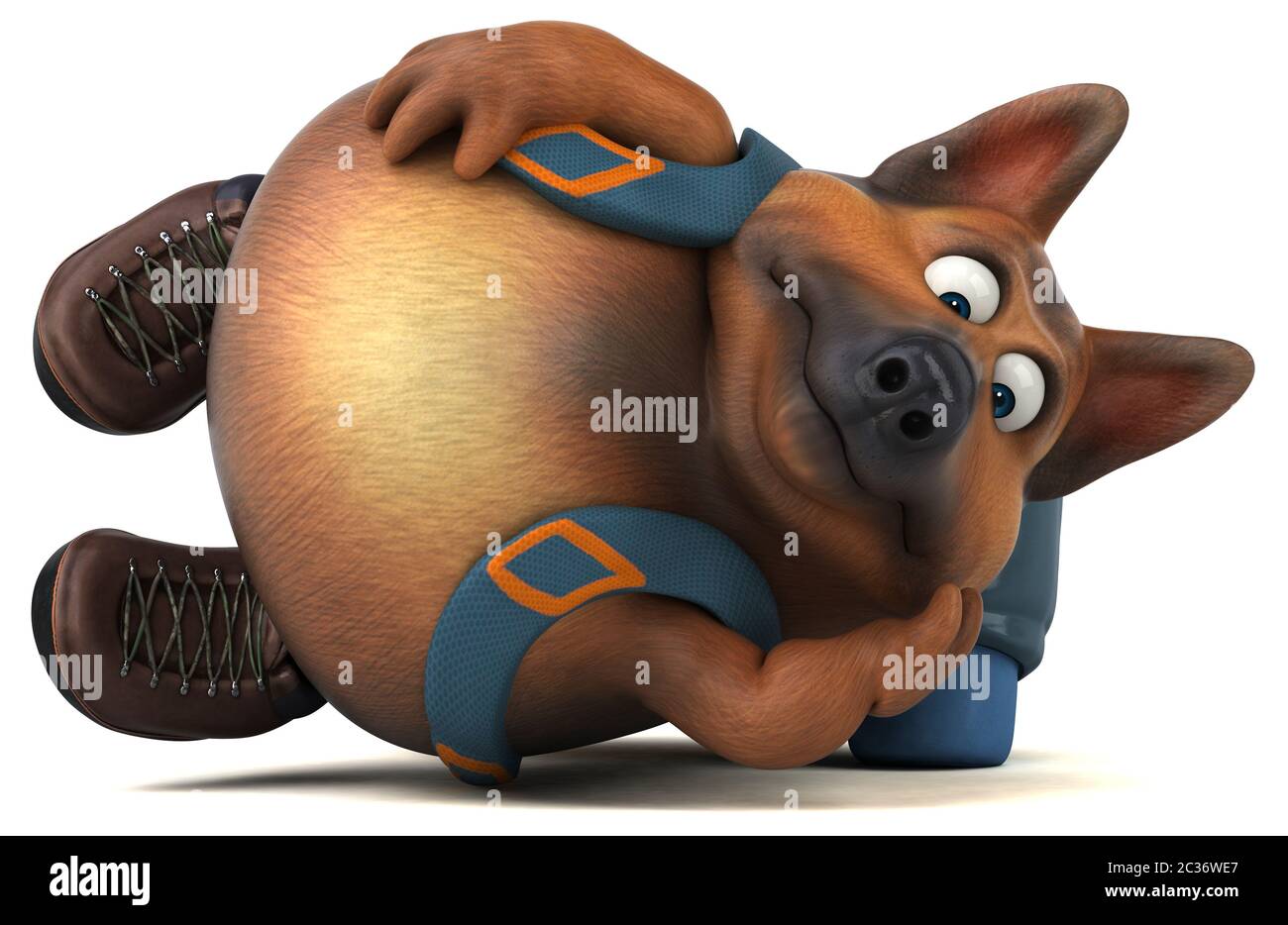 Fun backpacker german shepherd dog cartoon character Stock Photo - Alamy