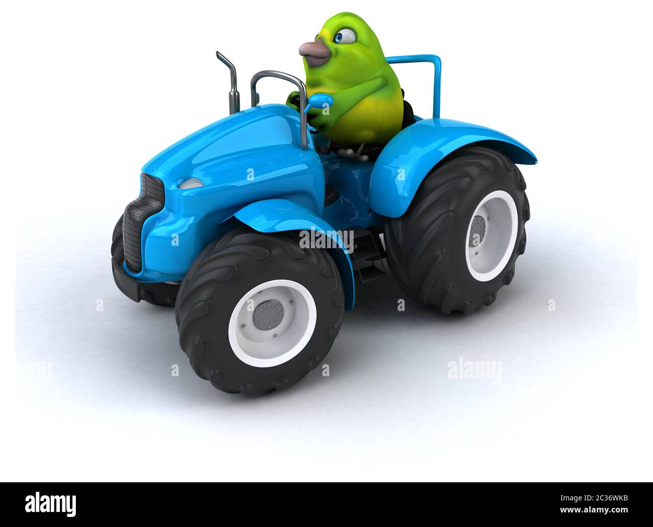 Fun green bird - 3D Illustration Stock Photo - Alamy