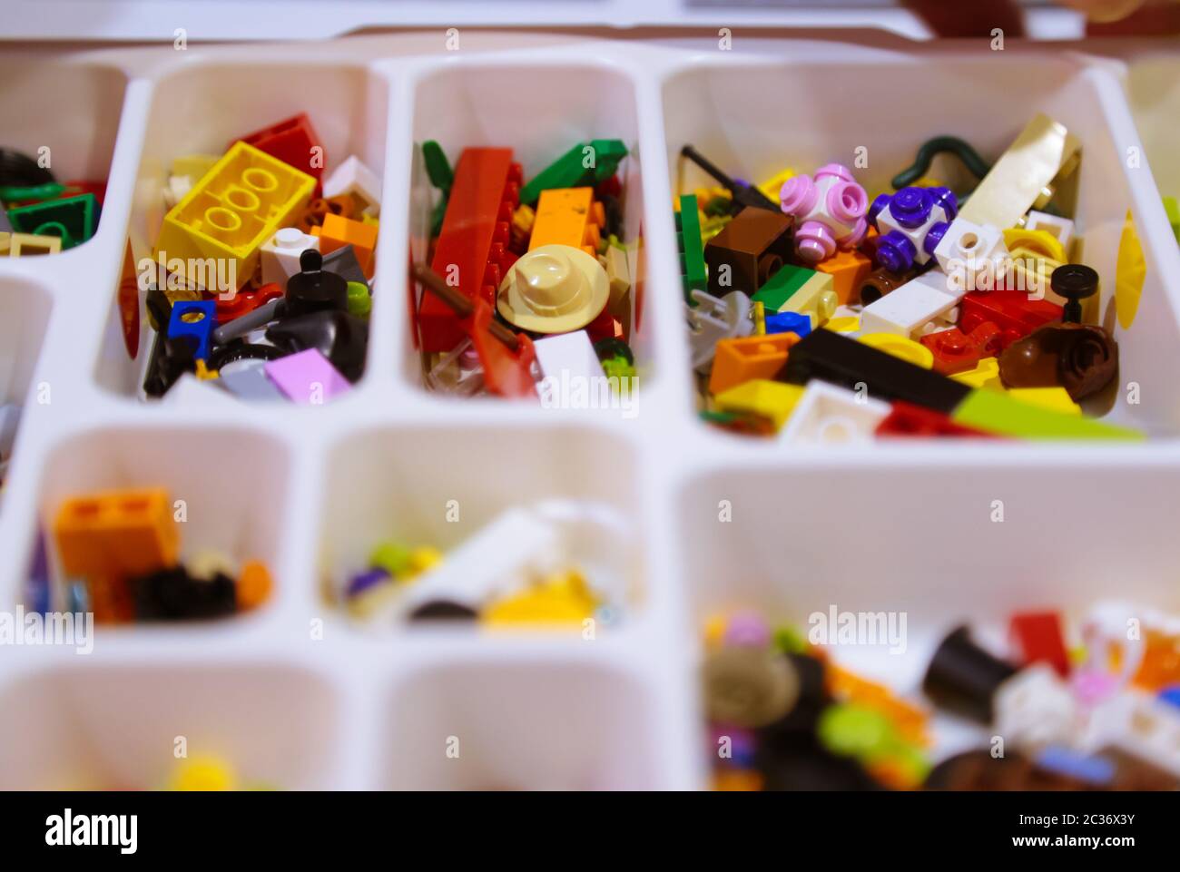 Tray of lego pieces Stock Photo - Alamy