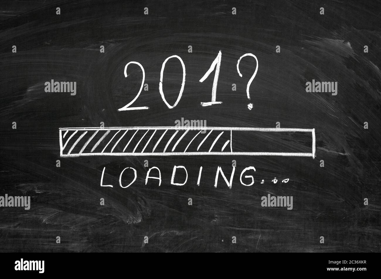 On the blackboard with chalk drawn progress bar Stock Photo - Alamy