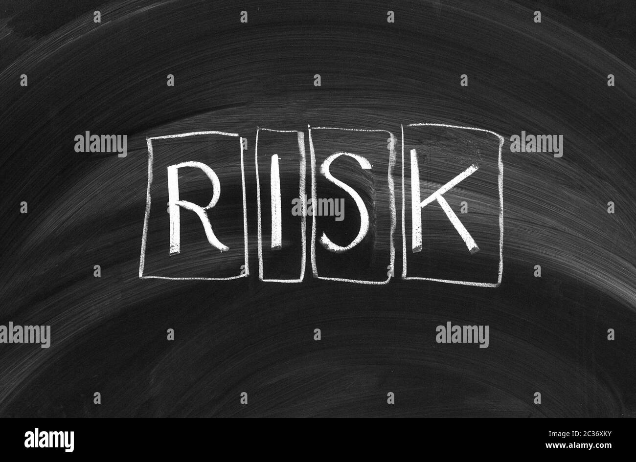 Risk written on the blackboard with chalk Stock Photo - Alamy