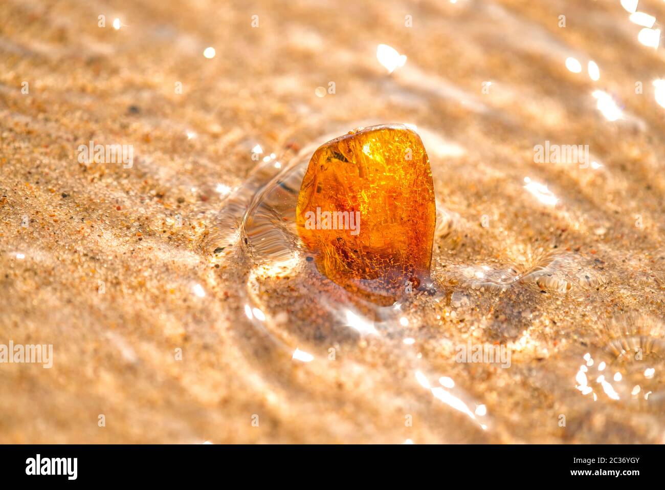 Amber on a beach of the Baltic Sea in the surf Stock Photo - Alamy