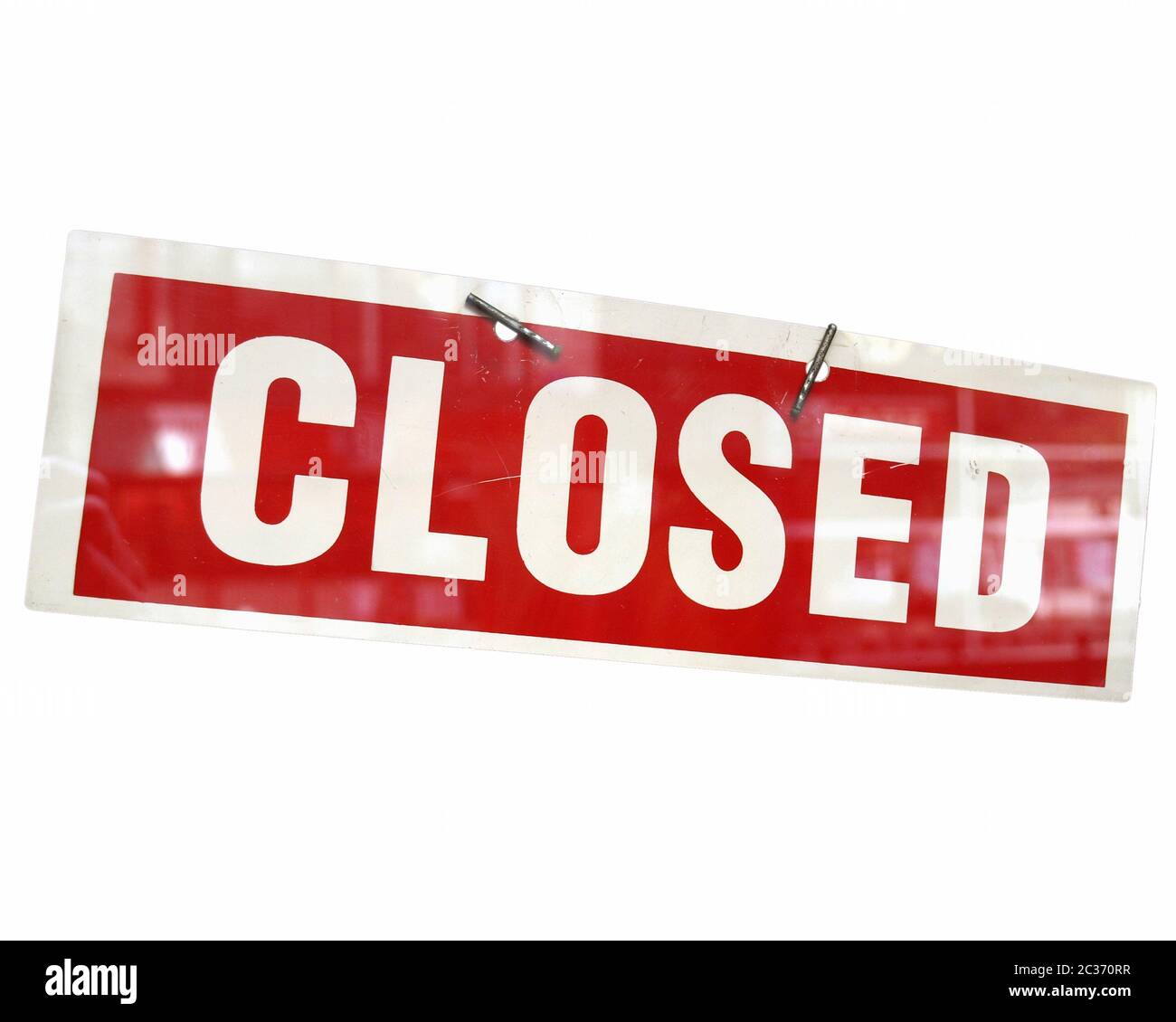 Closed sign a in shop window isolated over white background Stock Photo ...