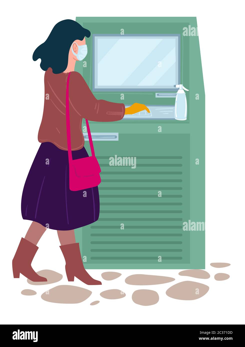 Woman withdrawing cash at an atm Stock Vector Images - Alamy