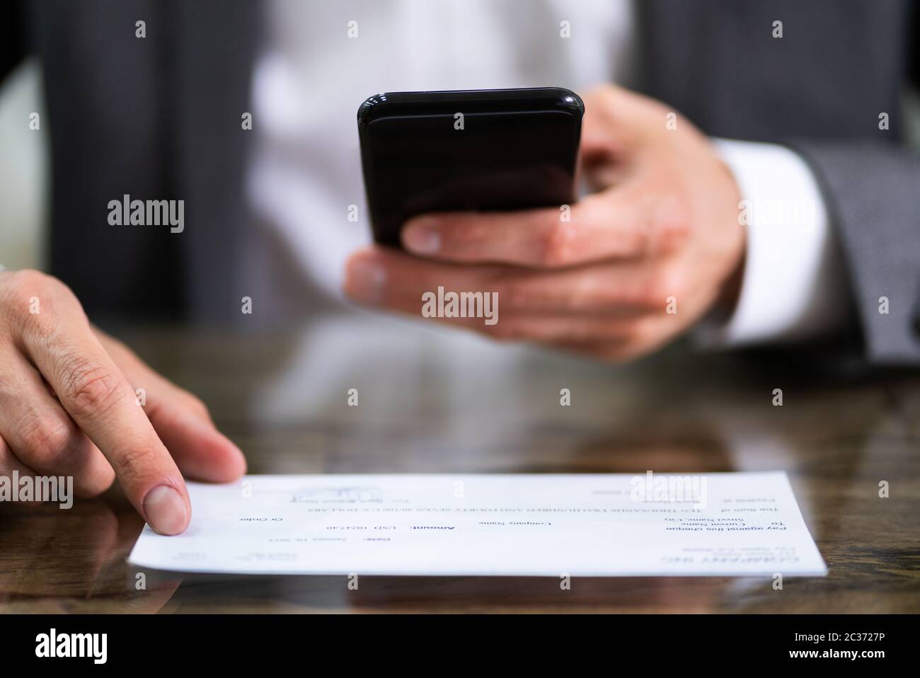 Scanning Remote Deposit Check Document Using Phone. Taking Photo Stock ...
