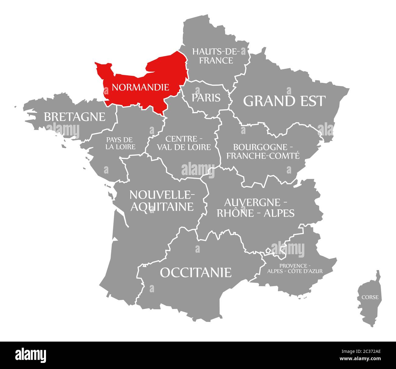 Normandie red highlighted in map of France Stock Photo - Alamy