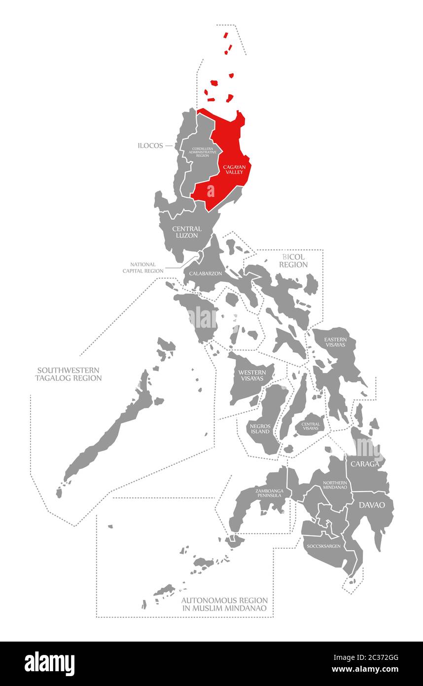 Cagayan Valley red highlighted in map of Philippines Stock Photo - Alamy