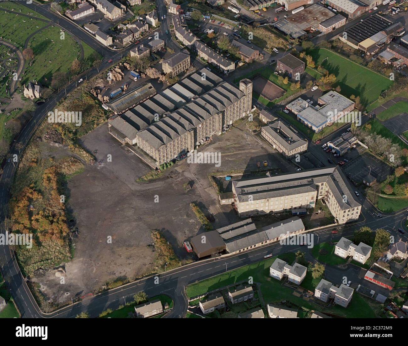 An aerial photograph of Blakeridge Mill, Batley, West Yorkshire ...