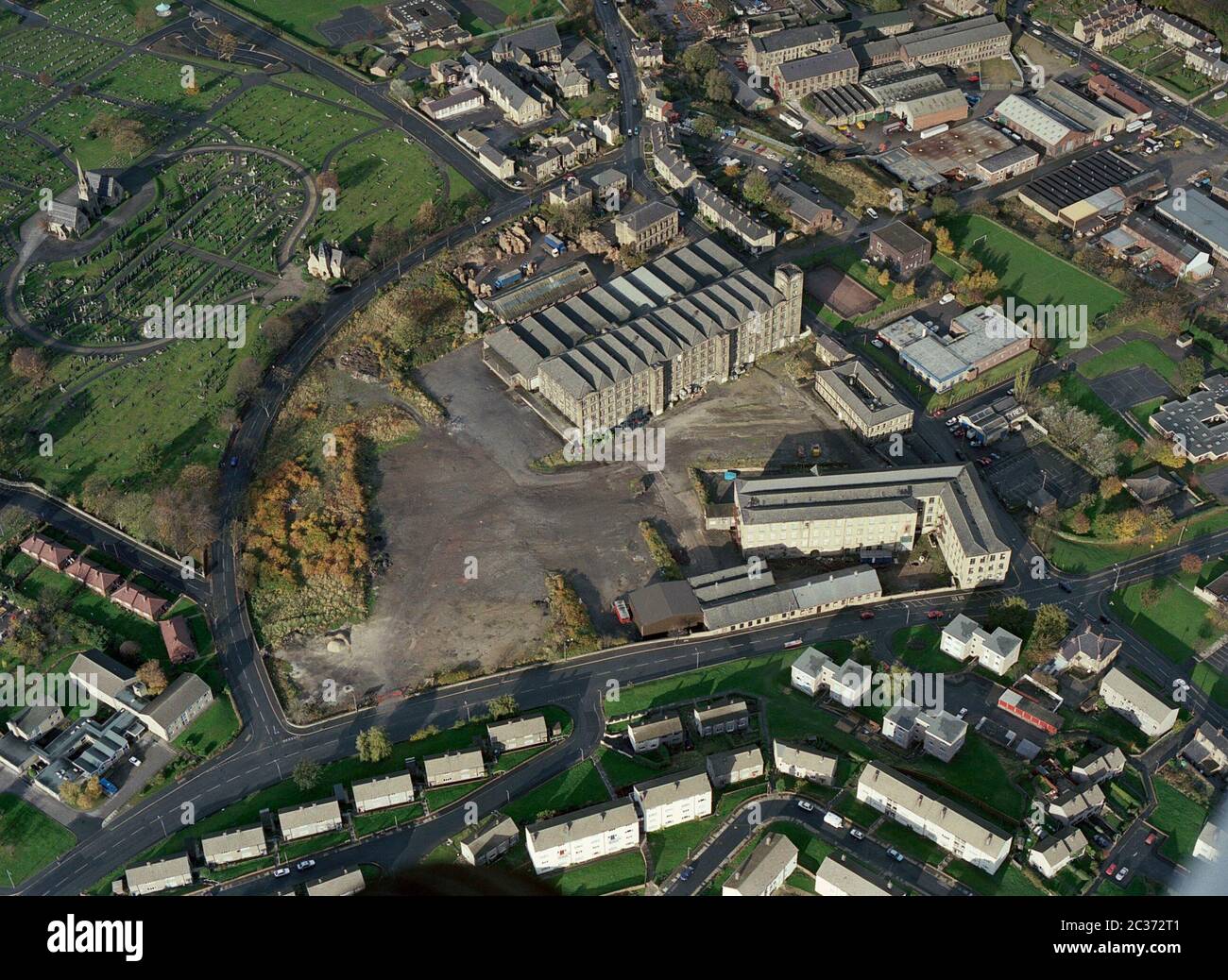 An aerial photograph of Blakeridge Mill, Batley, West Yorkshire ...