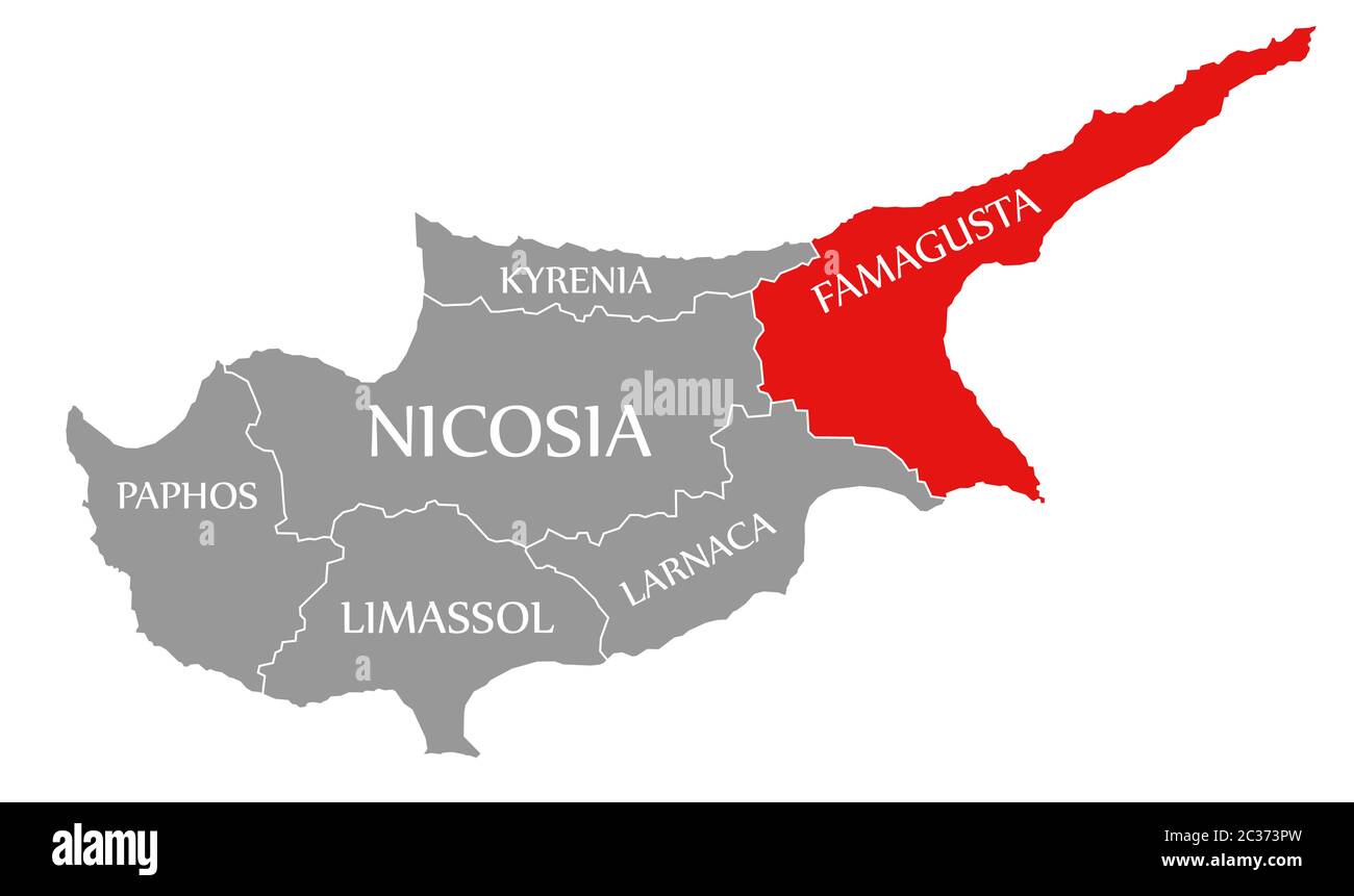 Map cyprus highlighted in red hi-res stock photography and images - Alamy