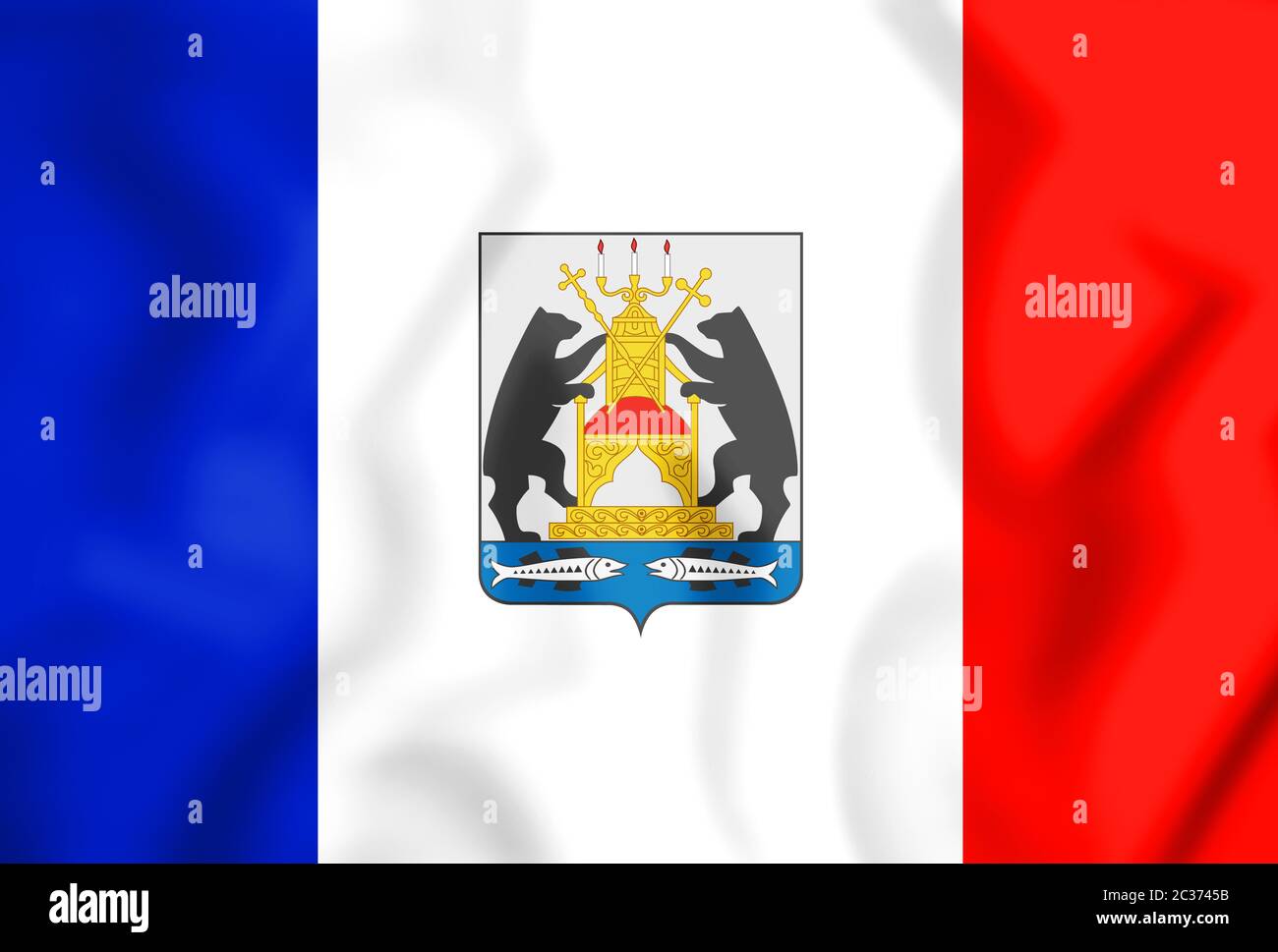 3D Flag of Novgorod Oblast, Russia. 3D Illustration Stock Photo - Alamy