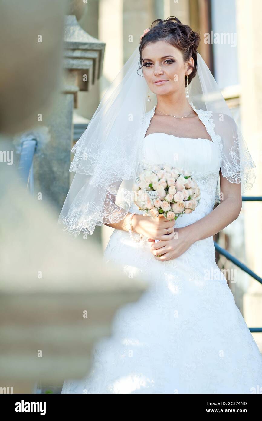 Beautiful bride on the nature Stock Photo - Alamy