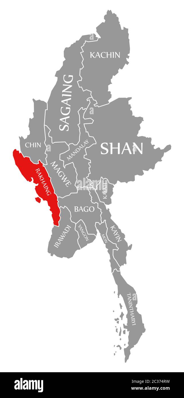 Map myanmar highlighted in red hi-res stock photography and images - Alamy