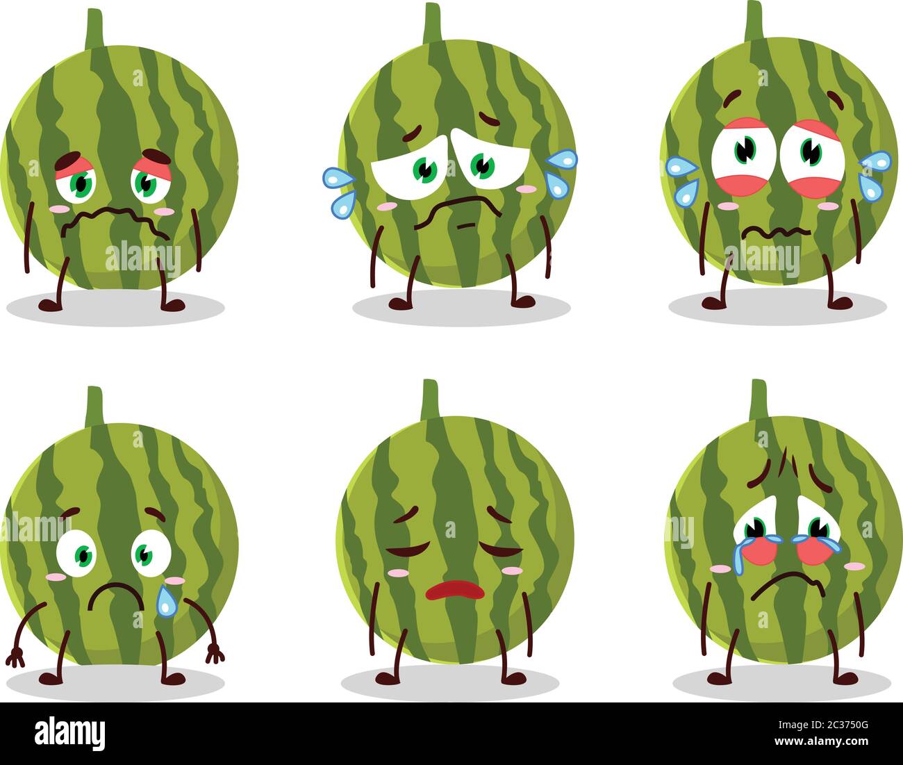Watermelon cartoon in character with sad expression Stock Vector Image ...