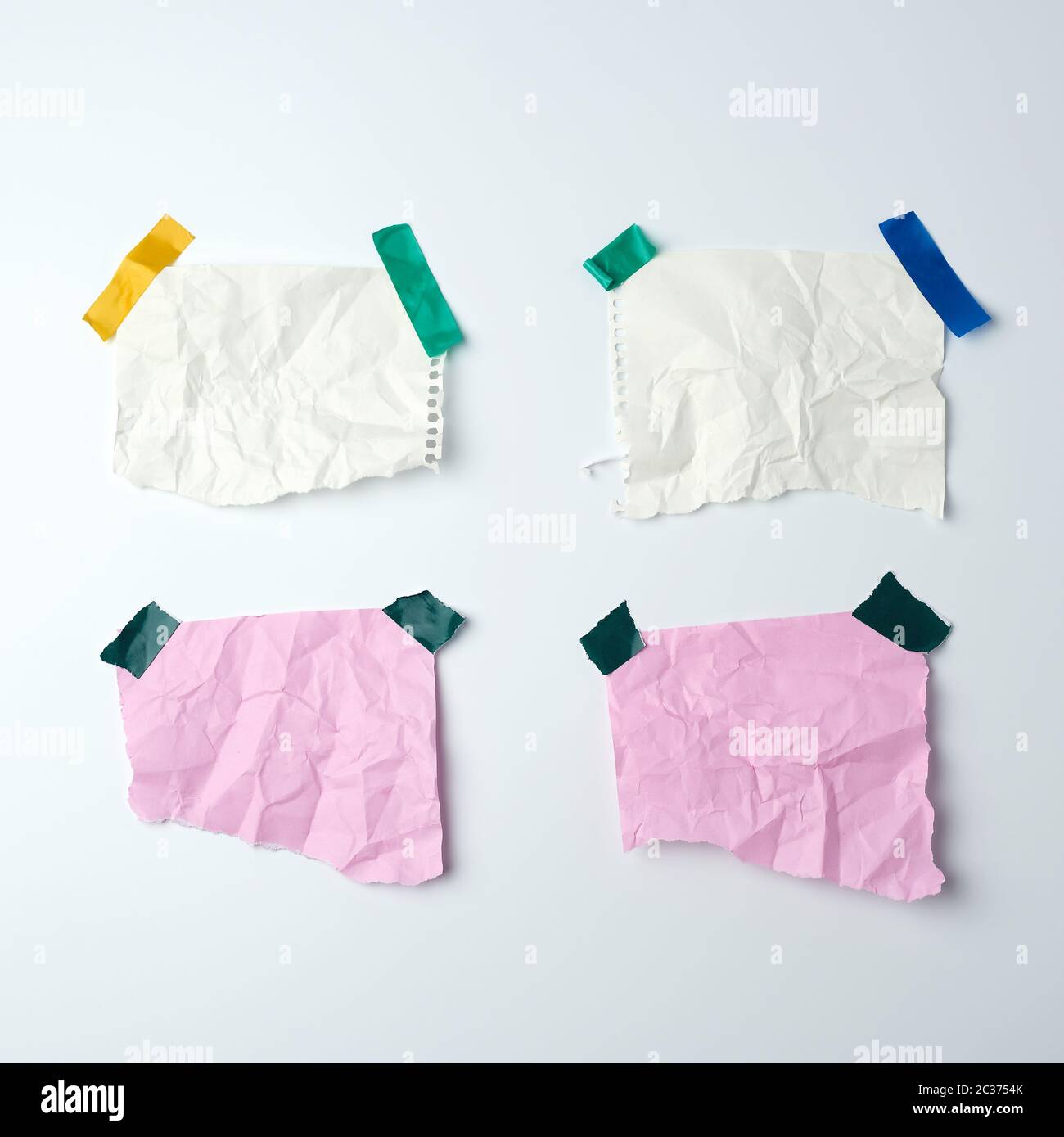 blank crumpled sheets of paper glued with rubber colored adhesive tape ...