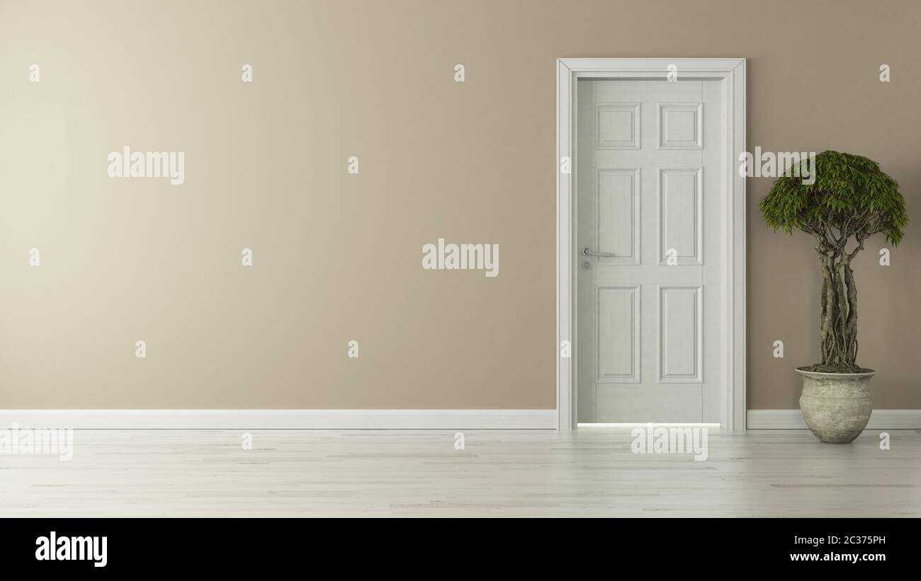high-resolution closed door with wall concept 3D rendering background ...