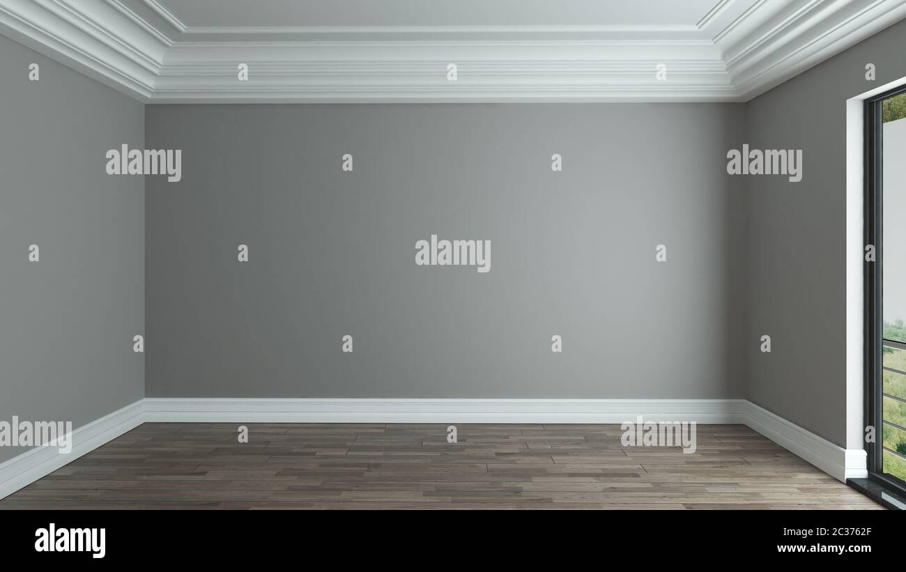 empty room interior design background with decorative ceiling 3D ...