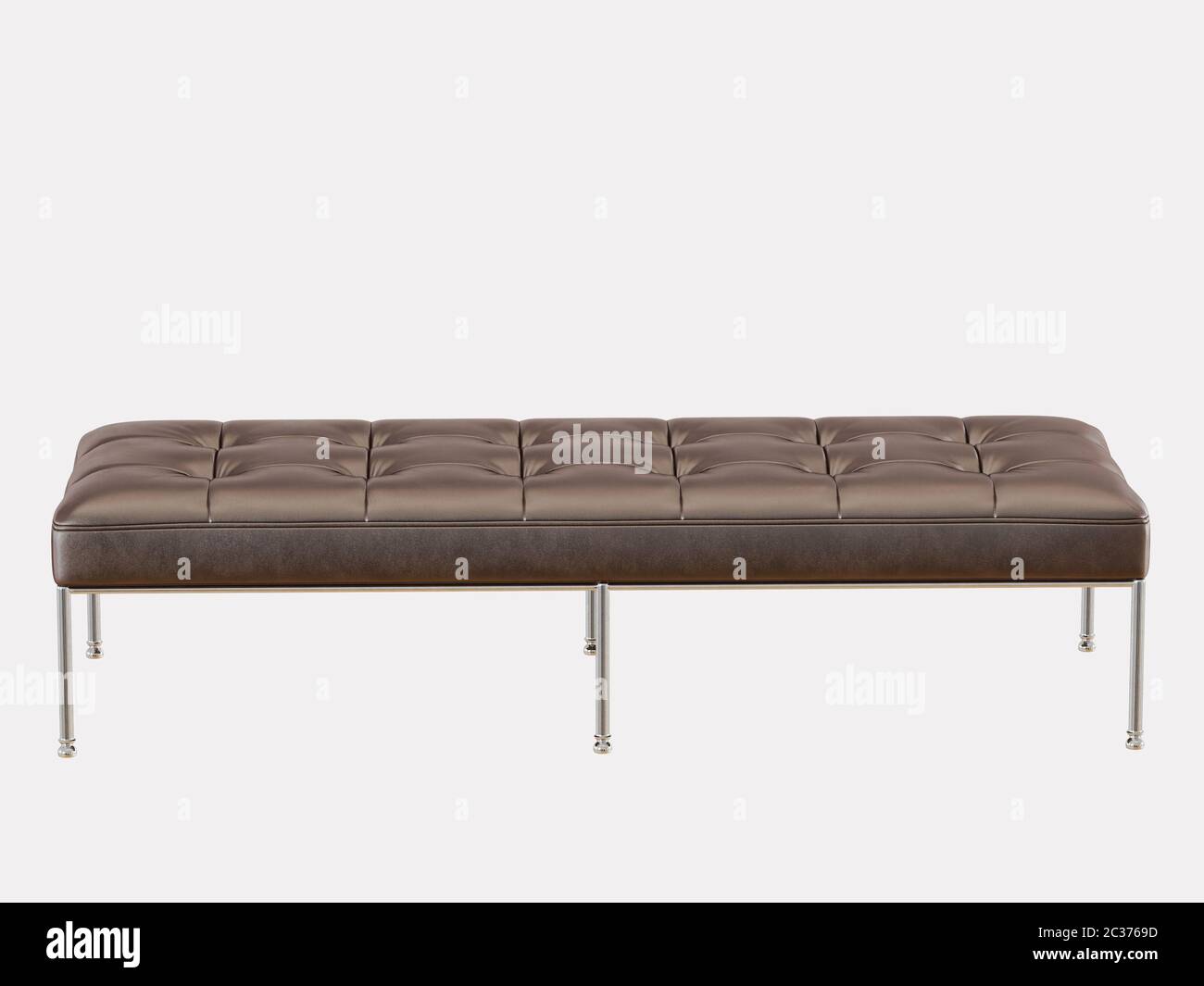 Brown leather bench capitone on a white background 3d rendering Stock ...