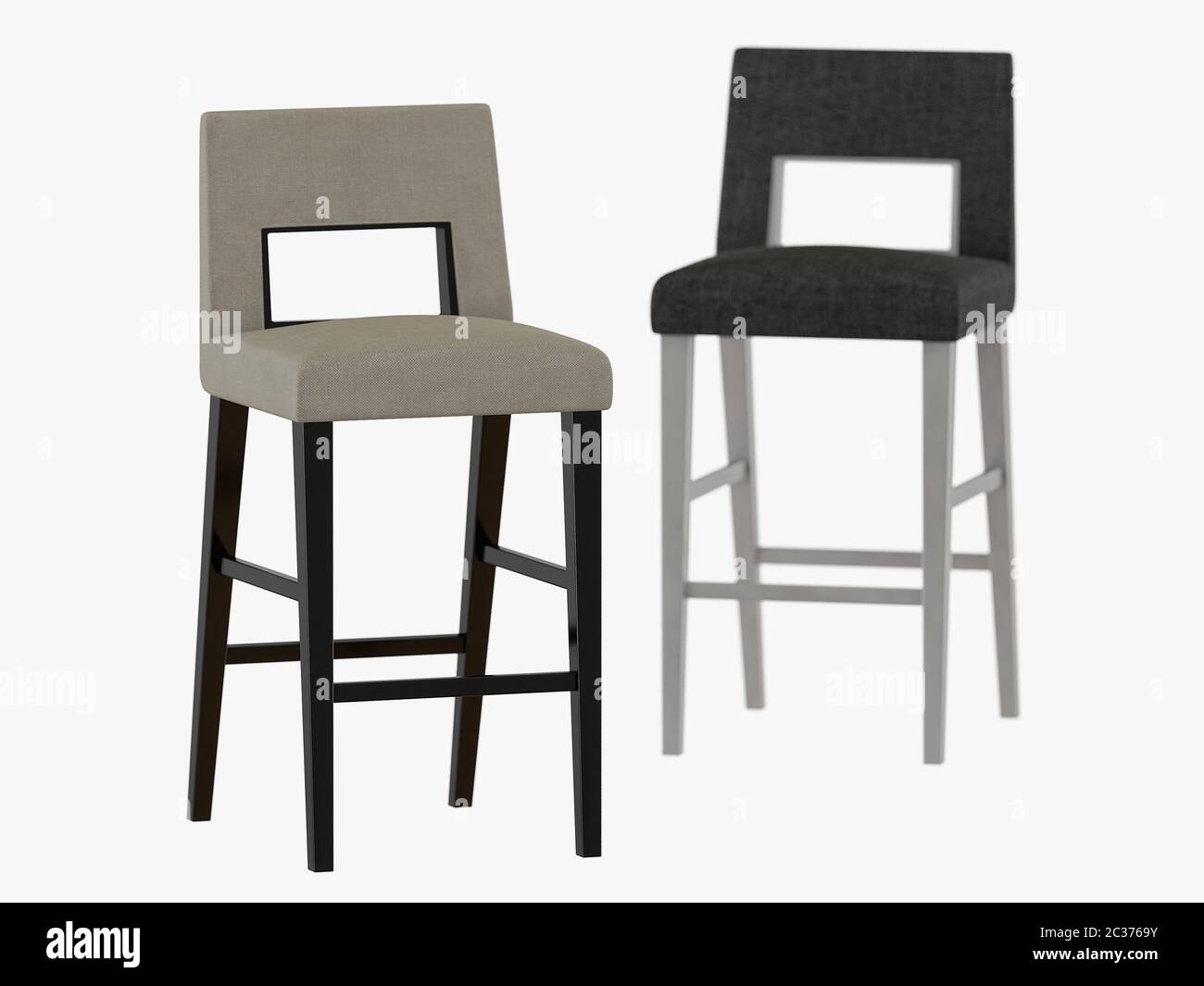 Two bar chair on a white background 3d rendering Stock Photo - Alamy