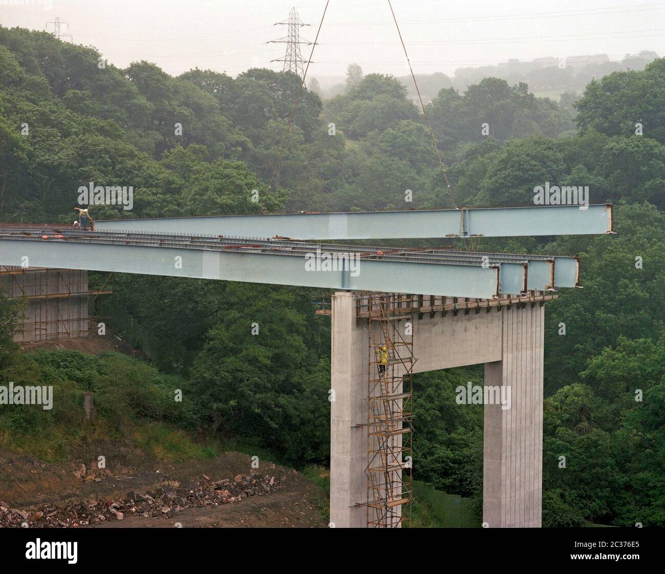 The construction of a road viaduct, on the Merthyr Tydfil bypass, south ...