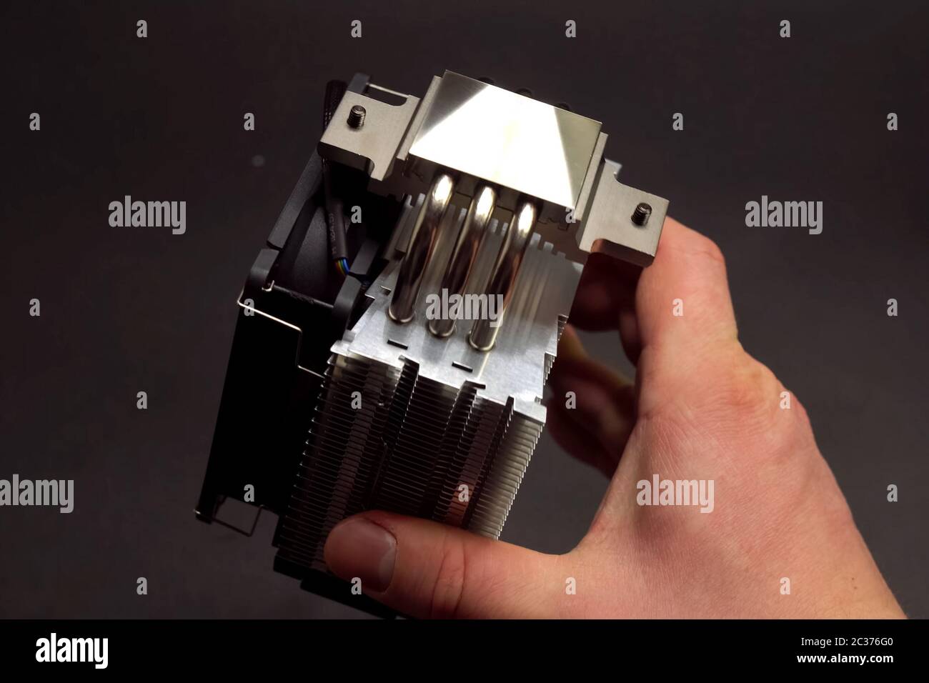 CPU cooling system. Cooler with a radiator in the hands of a man Stock ...