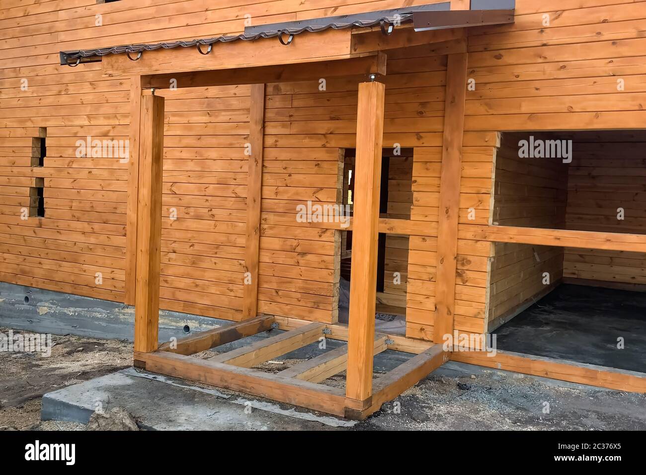 Constructed from a wooden log house, wooden house Stock Photo - Alamy