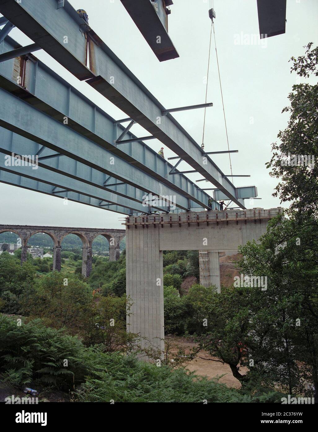 The construction of a road viaduct, on the Merthyr Tydfil bypass, south ...