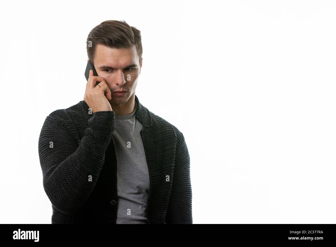 Sad man phone hi-res stock photography and images - Alamy