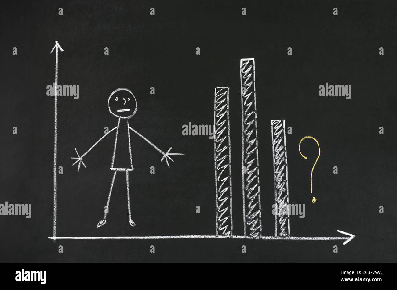 Graph drawing on blackboard Stock Photo - Alamy