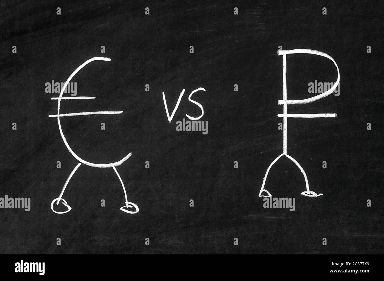 Dollar and euro shown as the pegman Stock Photo - Alamy