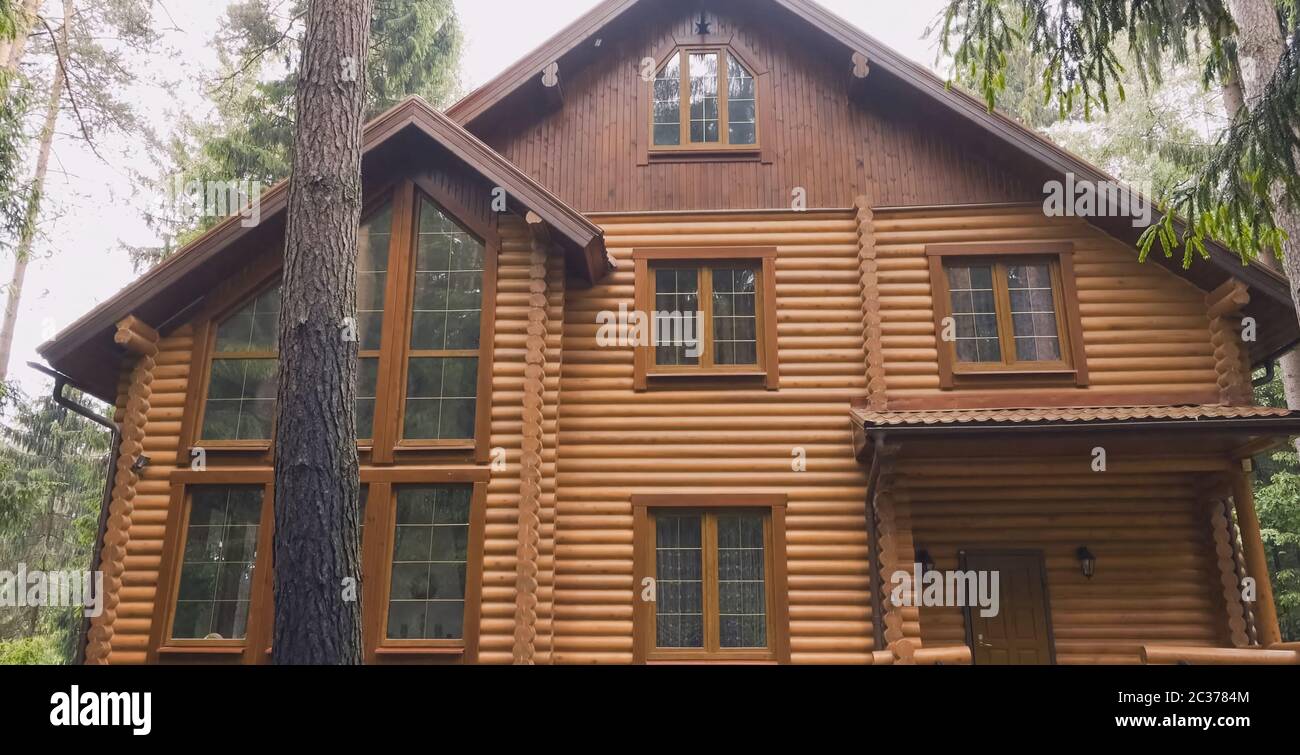 Constructed from a wooden log house, wooden house Stock Photo - Alamy